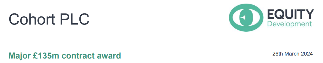 Cohort PLC: Equity Development - Vox Markets