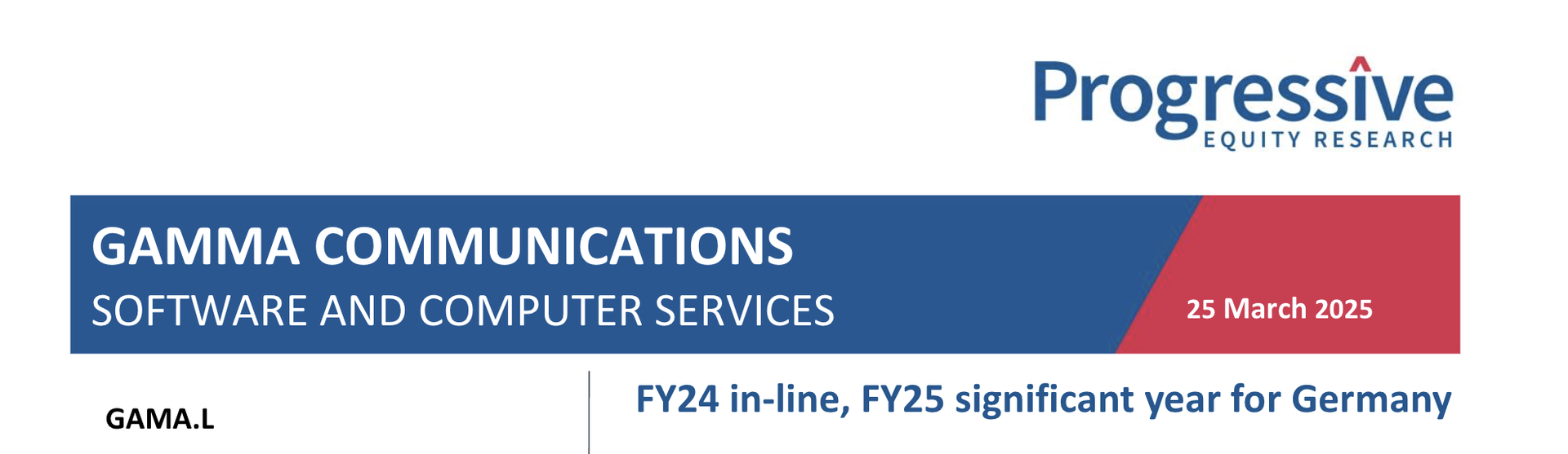 Gamma Communications: Progressive - Vox Markets