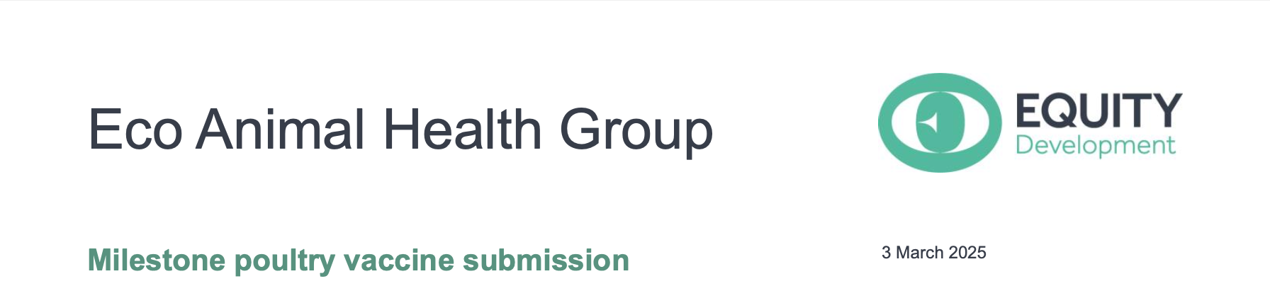 Eco Animal Health: Equity Development - Vox Markets